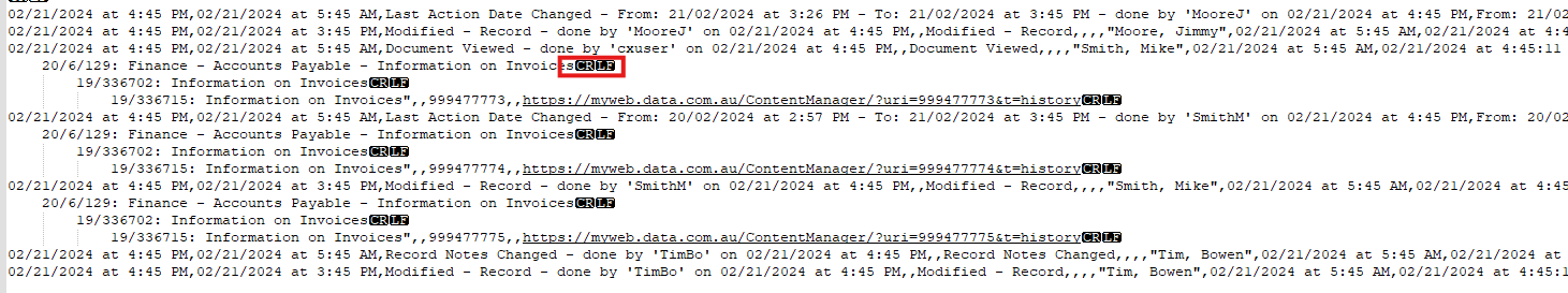 Active Audit - "Send to > Print Merge" CSV file not formatting correctly
