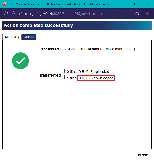 PVCS VM 8.7+ Web Client Get / Check out operations fail without error (no file fetched) after ...