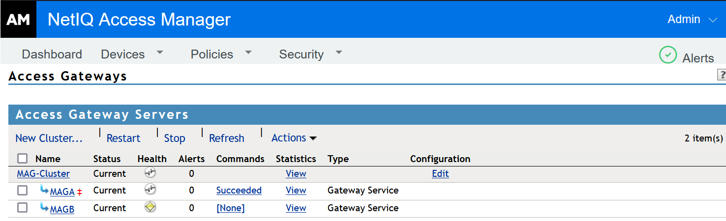 Admin Console reports Access-Gateway with status Server is not ...