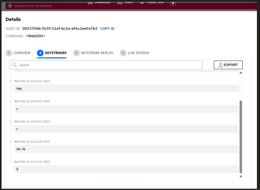 PAM Keystroke log does not display the command which are using from history by (UP arrow key ...