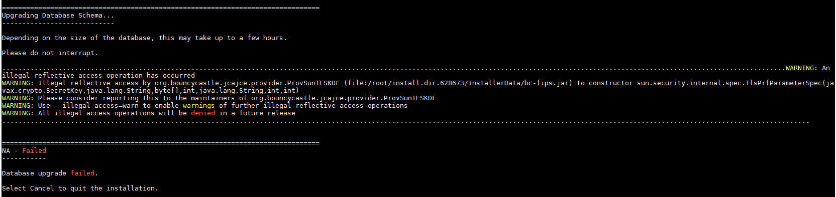 NA error "{system/db} [main] 75 : [connect()] a java.sql.SQLException was thrown while trying to ...