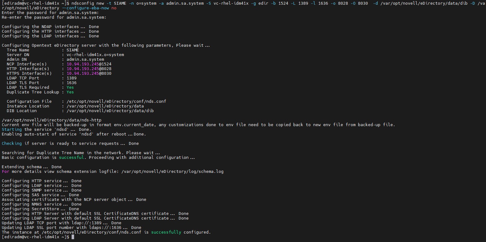 eDirectory Instance Configuration Fails for Non-Root Instance After Root Installation
