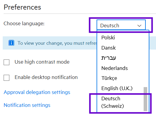 Modifying a default language for one tenant only