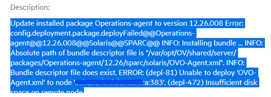 OBM Agent Upgrade Failing due to ERROR: (depl-81) Unable to deploy 'OVO-Agent.xml' to node ...
