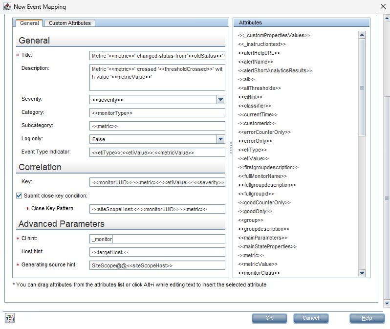 Set the Related CI of events from certain SiteScope monitors to Node CI