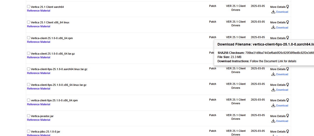 Vertica download client drivers