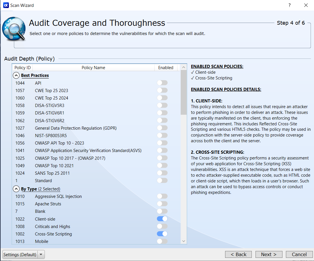 OpenText DAST 25.2 new feature - Multiple policy selection