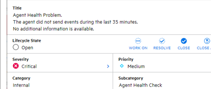 OBM: Agent Health Problem events are received with "No additional ...