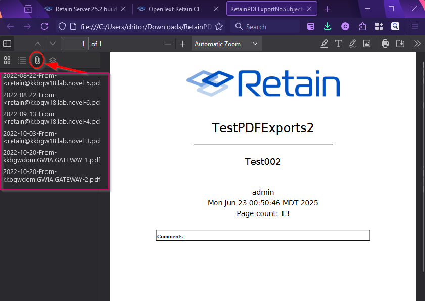 Unable to view exported PDF files on Retain