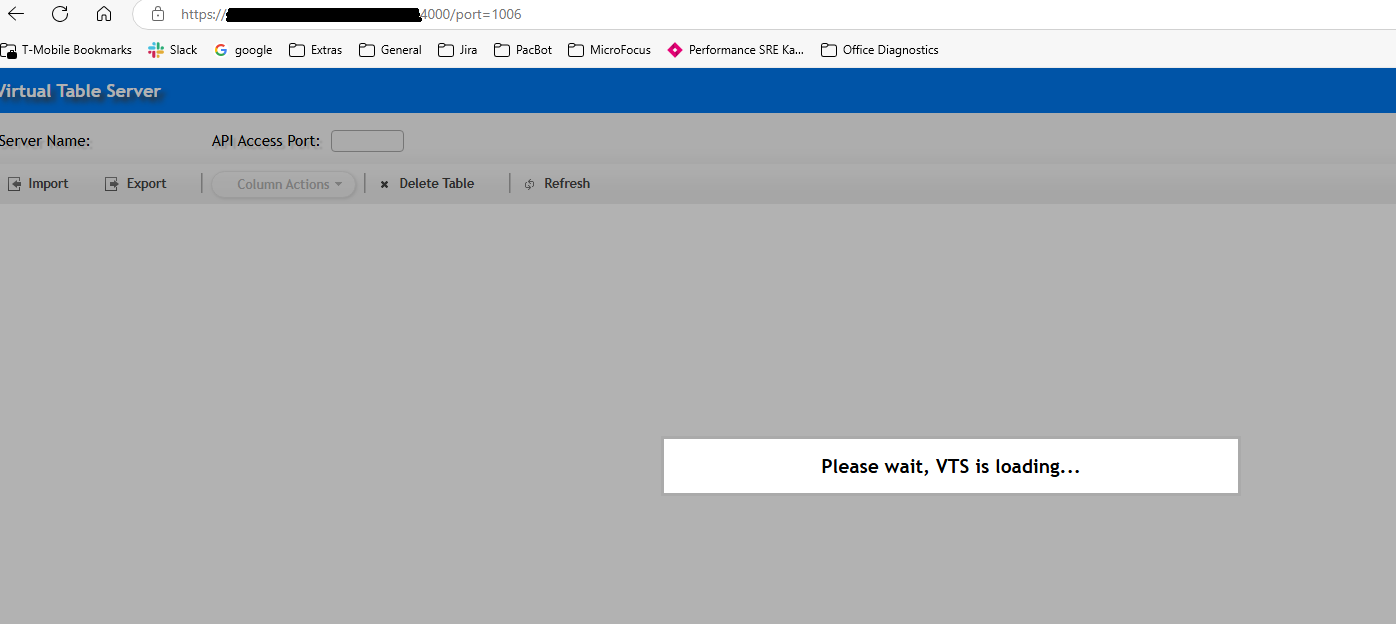 Virtual Table Server appears to hang on restart. Please wait, VTS is ...