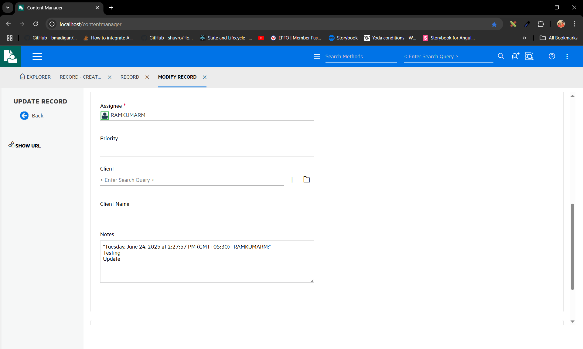 How to Update a Note in the Content Manager Web Client
