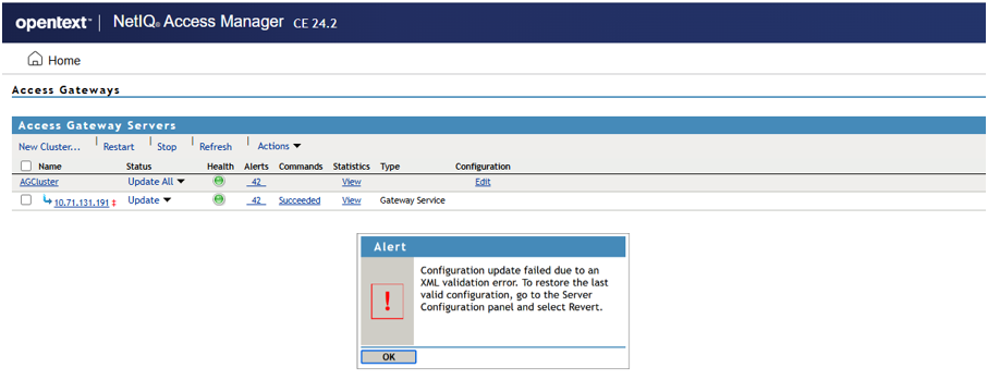 NAM 5.1 XML validation error on proxy service configuration update