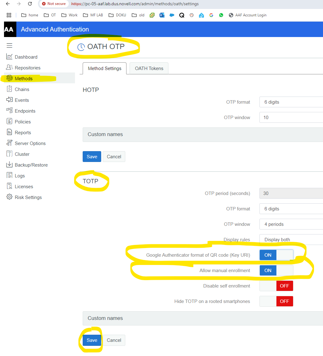Advanced Authentication (AAF) : TOTP creation fails with error: "Secret must be a hexadecimal ...