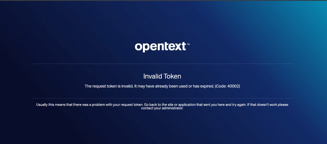 NOM - Invalid Token The request token is invalid. It may have already ...