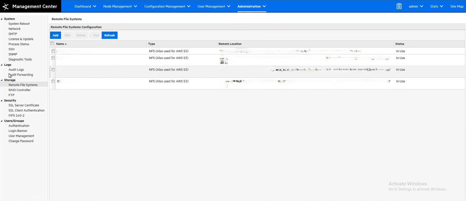 Unable to Make Changes to Remote File System on ArcSight Management Center