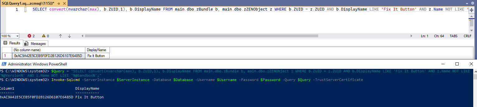 PowerShell SQL queries return different results for GUID/ZUID fields ...