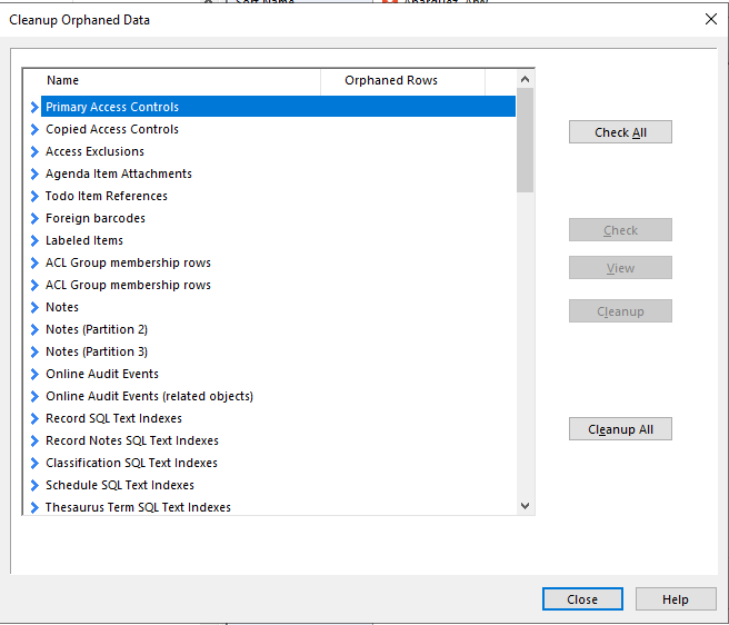 Cleanup Orphaned Data in Content Manager