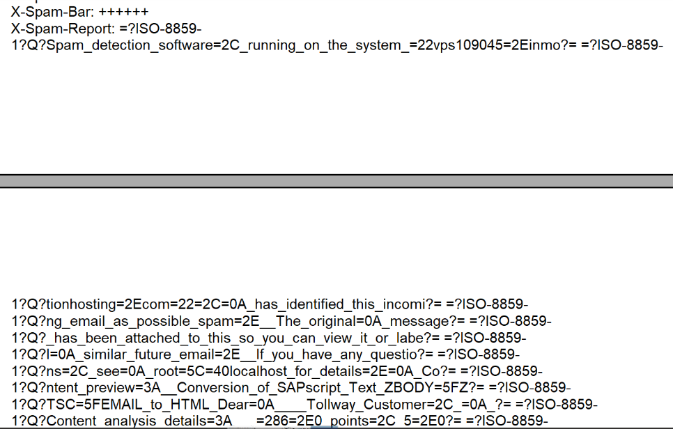 Received HTML e-mail from the internet show improperly formatted "Spam ...