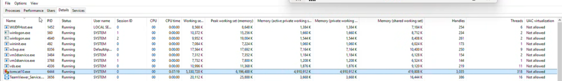 Create Memory Dump of retain-tomcat