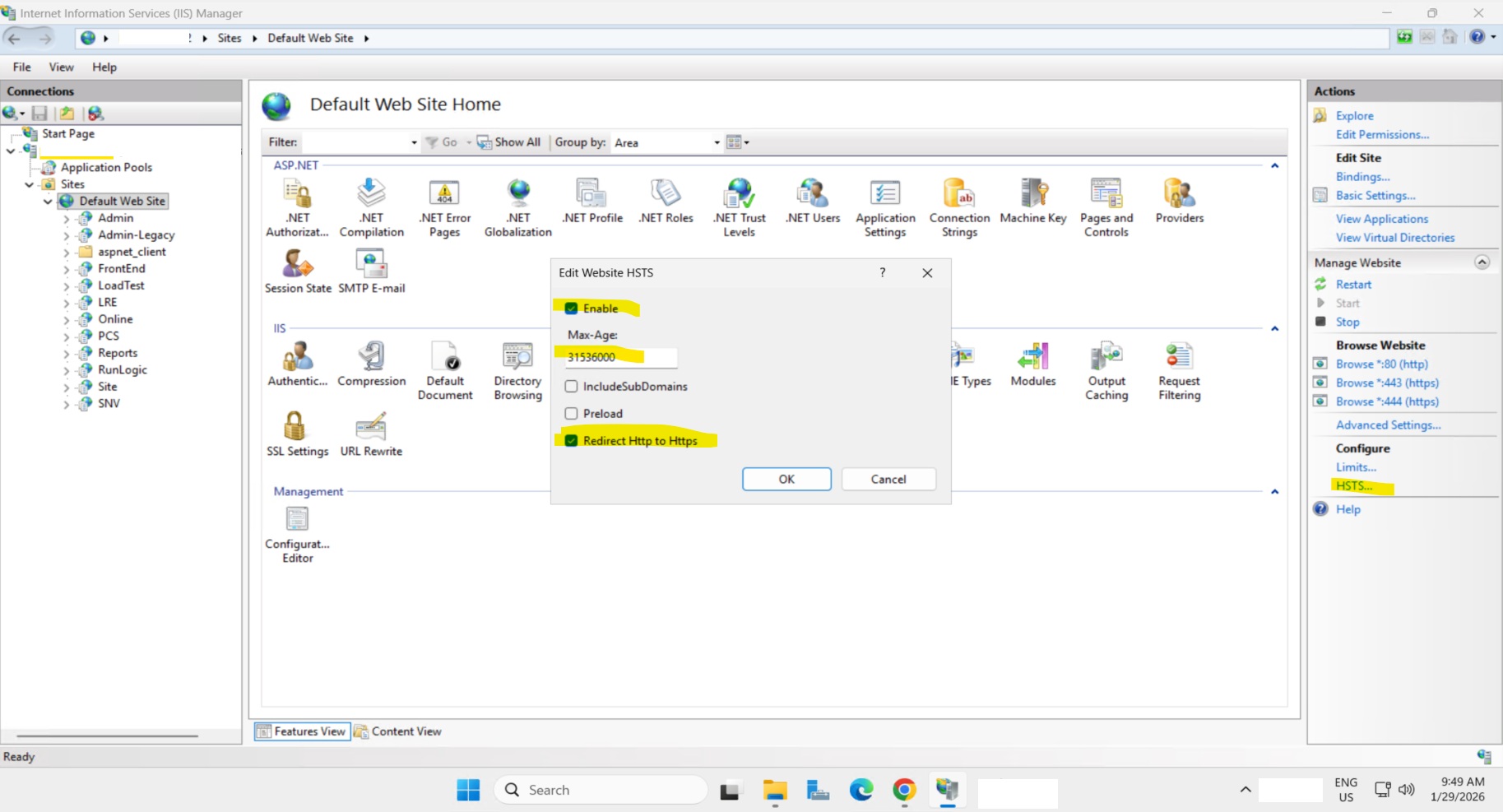 How to enable HSTS header on LRE Server